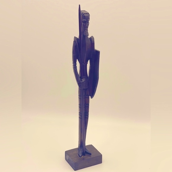 Accents | 14 Hand Carved Wooden Fully Dressed Warrior Statue Standing ...